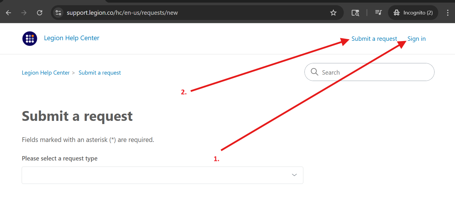 Submit a Help Request Through the Legion Help Center – Legion Help Center